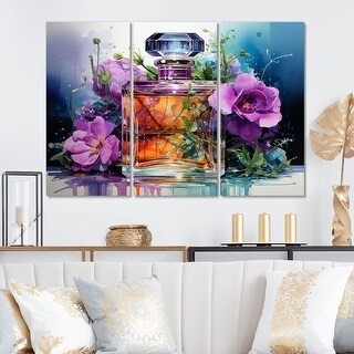 Designart "Perfume Vibrant Elegance IV" Fashion Canvas Wall Art Set - Bed Bath & Beyond - 39444861